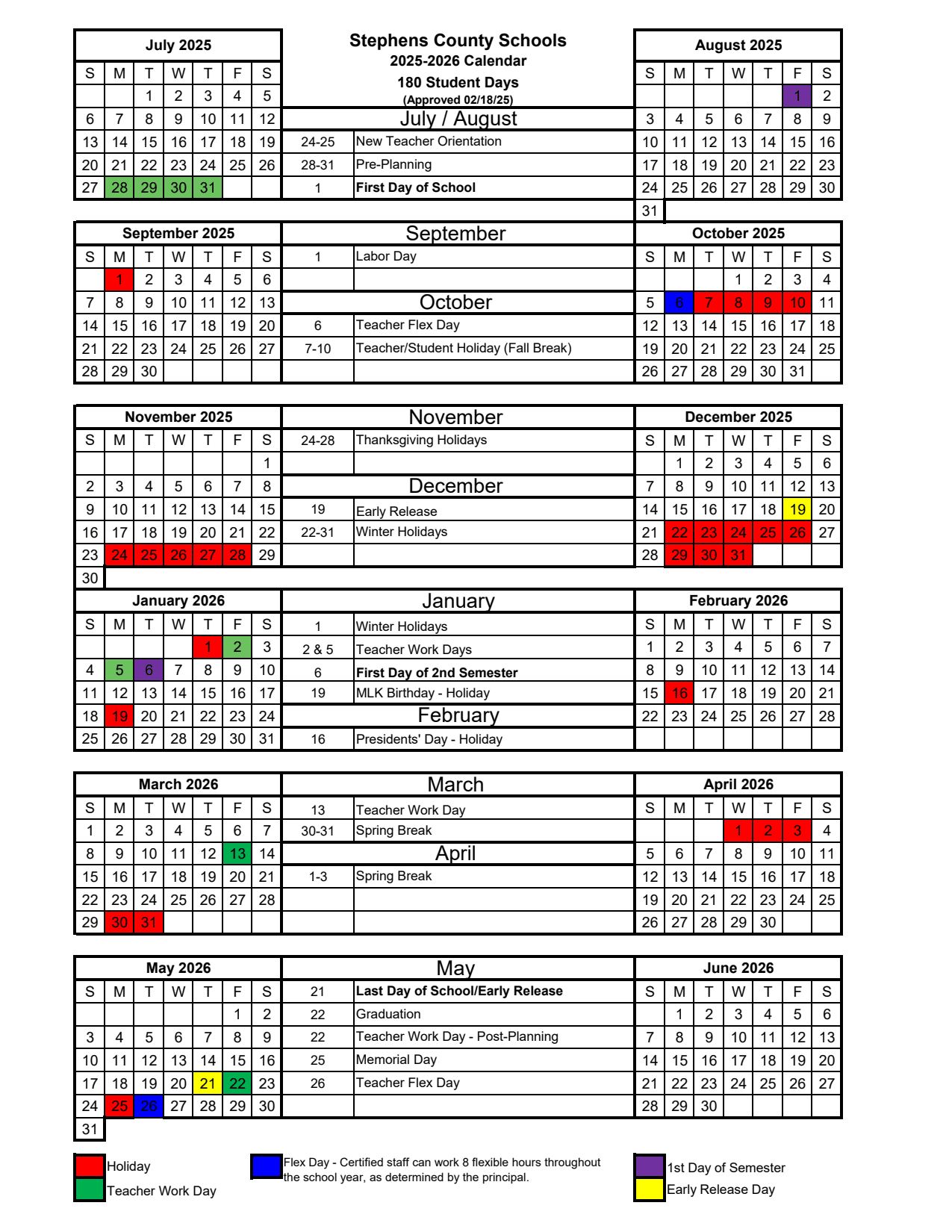 25-26 Academic Calendar - Big A Elementary