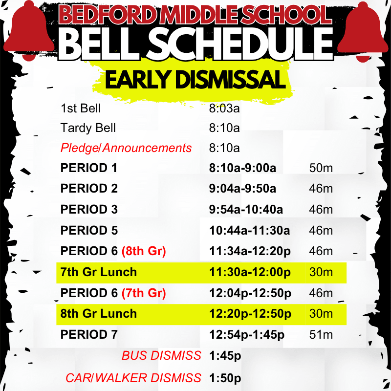 Early Release Schedule - Bedford Middle School