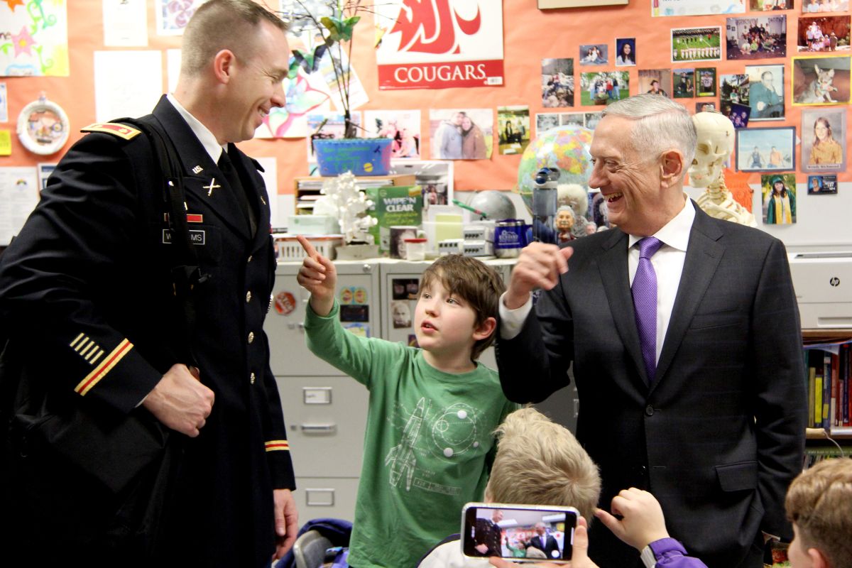 U.S. Defense Secretary James Mattis Visits Chief Joseph Middle School ...