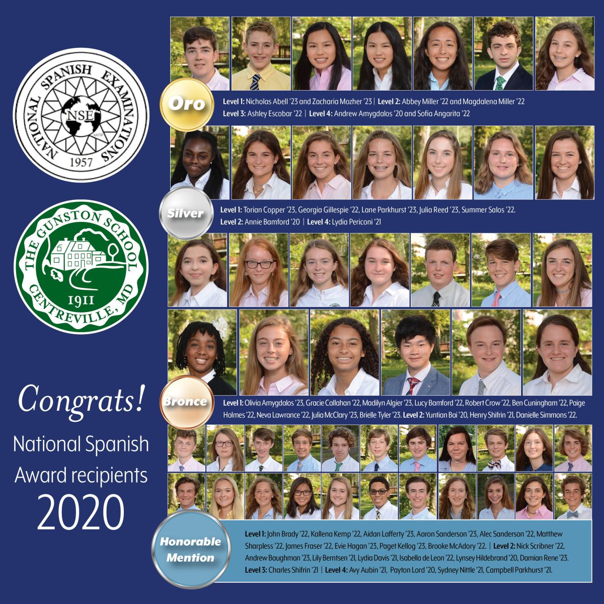 Gunston Students Earn National Recognition for 2020 National Spanish ...
