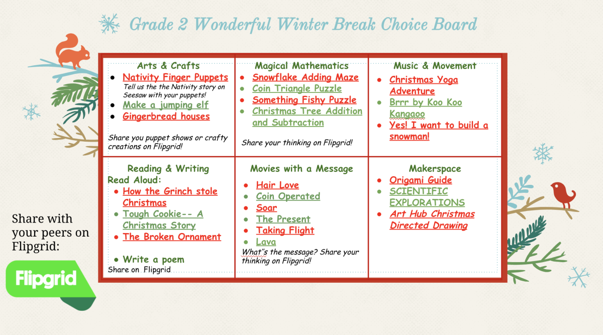 Wonderful Winter Break Choice Boards | Setagaya