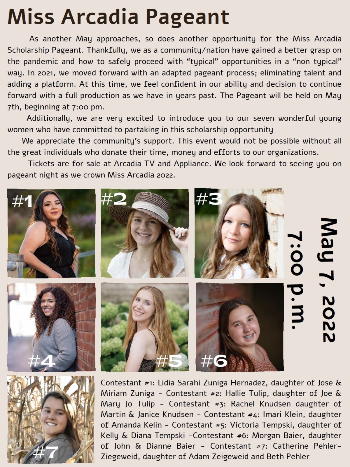 Miss Arcadia Pageant | News