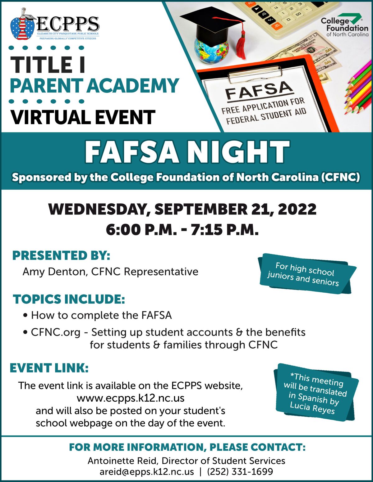 Title I Virtual Event - FAFSA Night | News Details - Elizabeth City ...