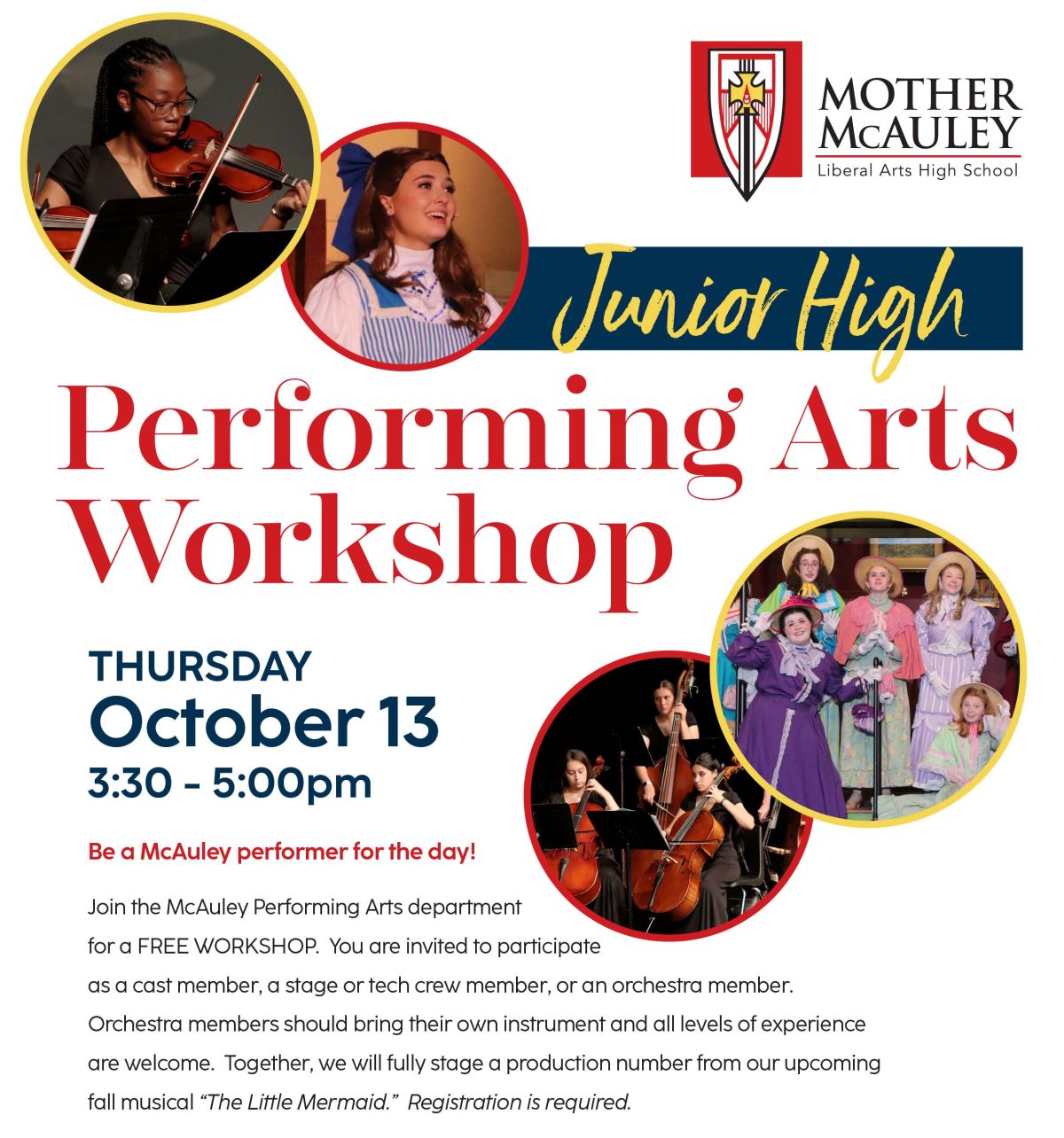 Get the McAuley theatre experience at the Junior High Performing Arts Workshop | School News