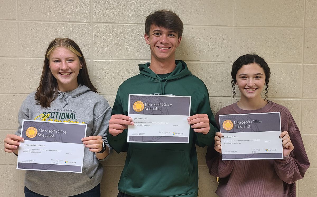 Eli Cox, Ava Fletcher and Grace Sutherlin passed their first Microsoft ...