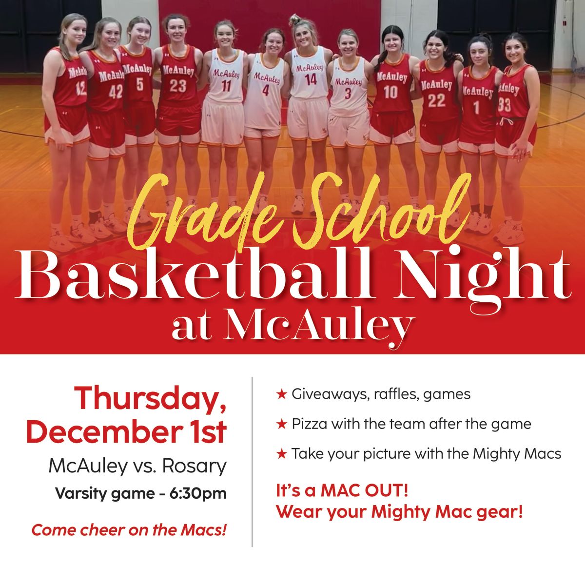 Grade School Basketball Night - come cheer on the Macs! | School News