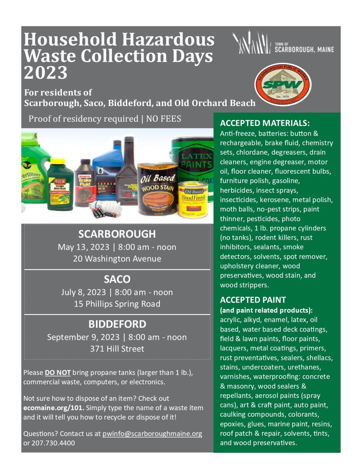 2023 Household Hazardous Waste Drop Off Days | Default