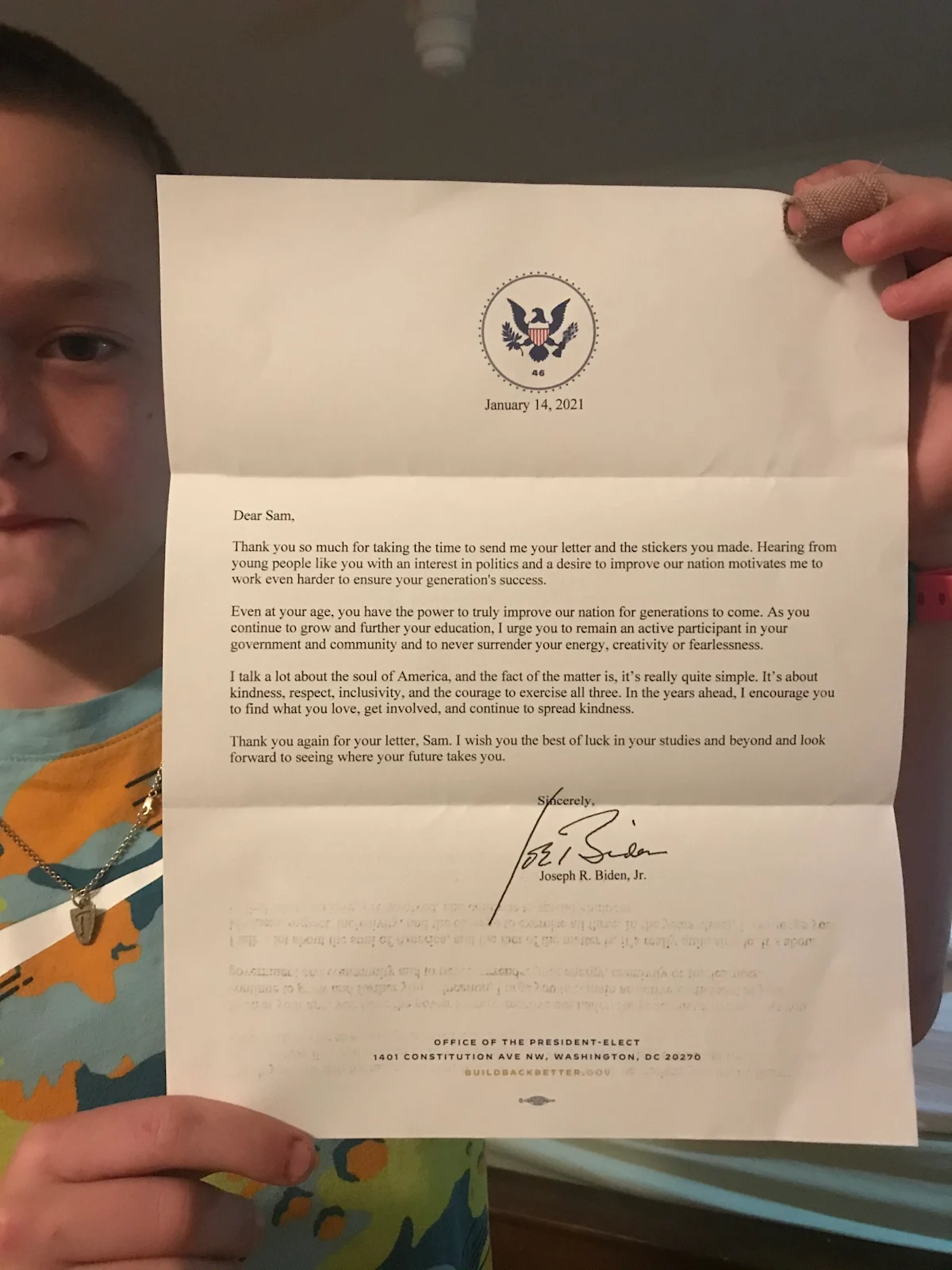 One Student’s Letter to The President | The Willows Community School
