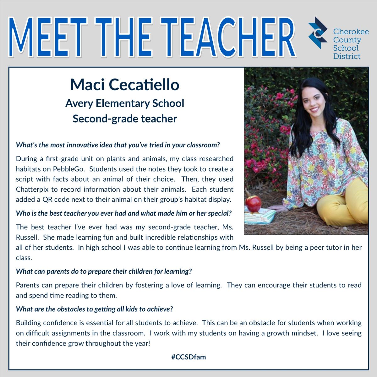 Meet the CCSD Teacher: Maci Cecatiello of Avery ES! | Post Detail