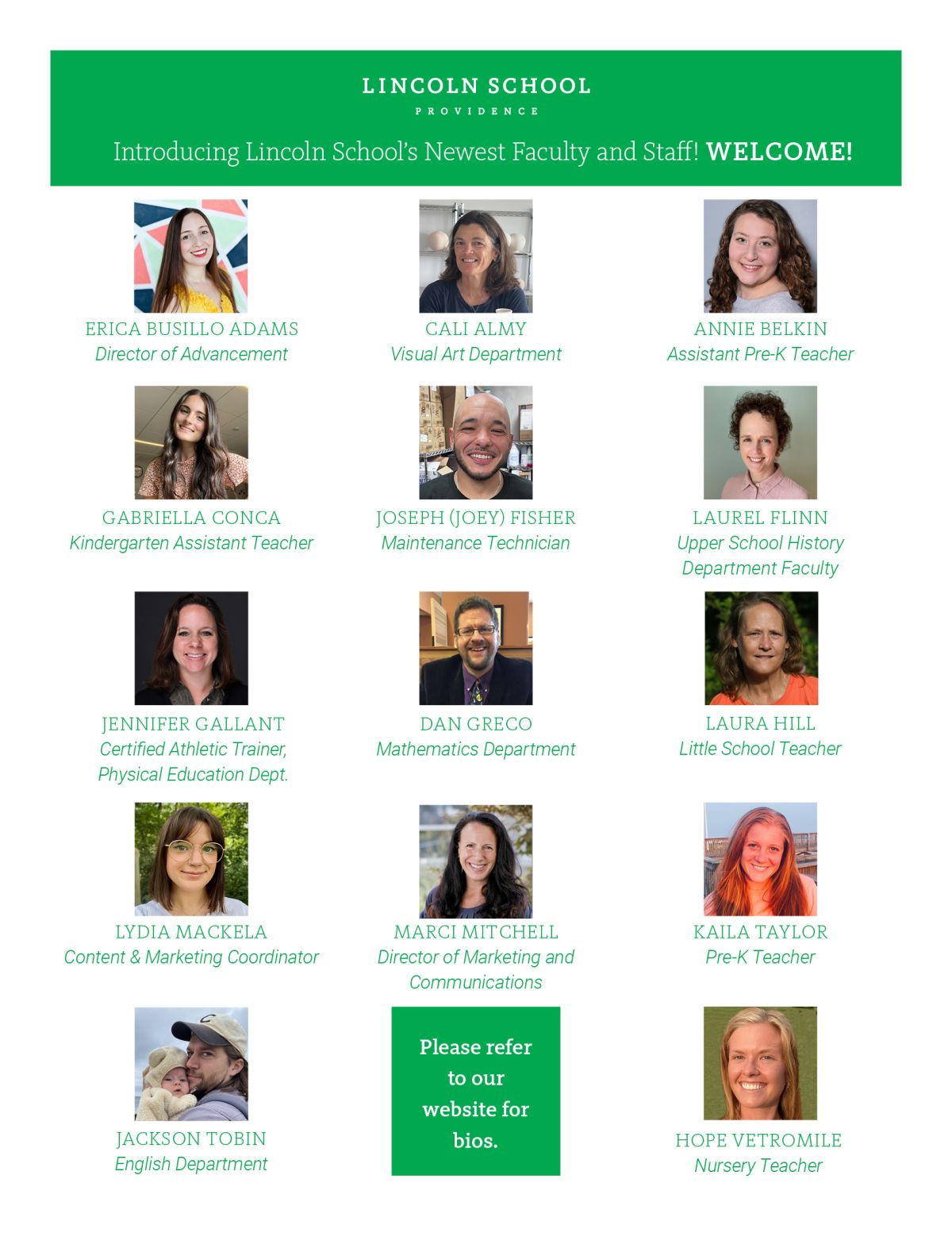 Lincoln School Welcomes New Faculty and Staff | School News Details