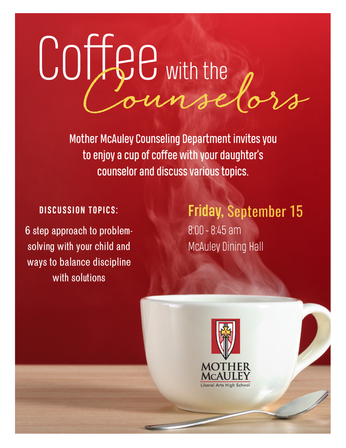 Parents - join us for our Coffee with the Counselors of the year ...