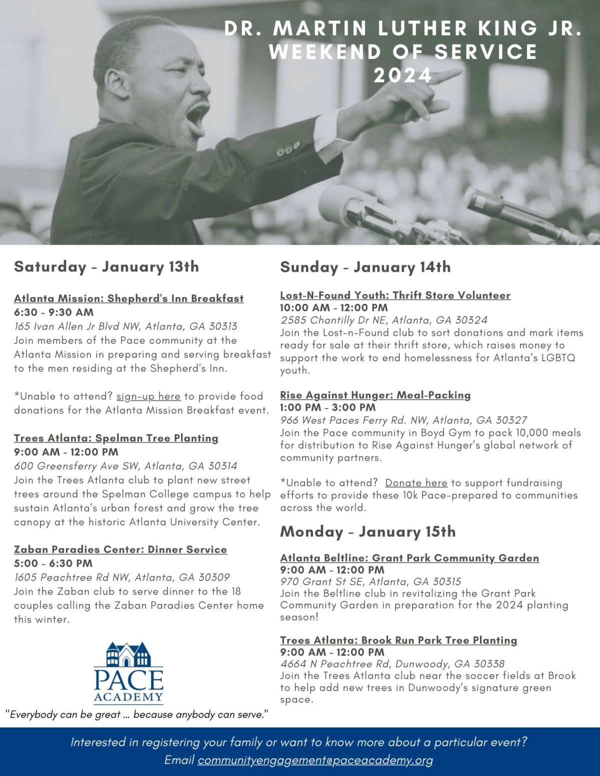 Join Our Annual MLK Weekend of Service | Pace News