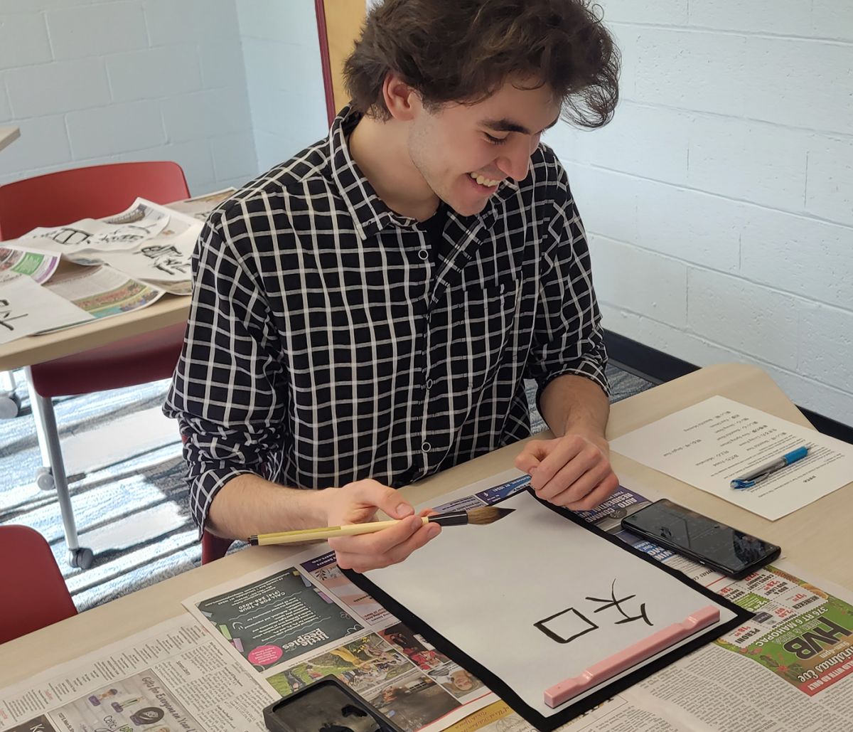 Japanese 4 Students Practice Kakizome | Featured News