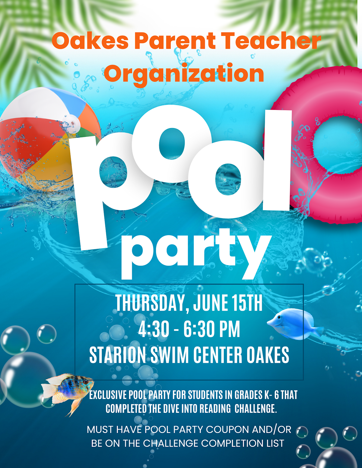 PTO Dive into Reading Challenge - Exclusive Pool Party List | News & Events