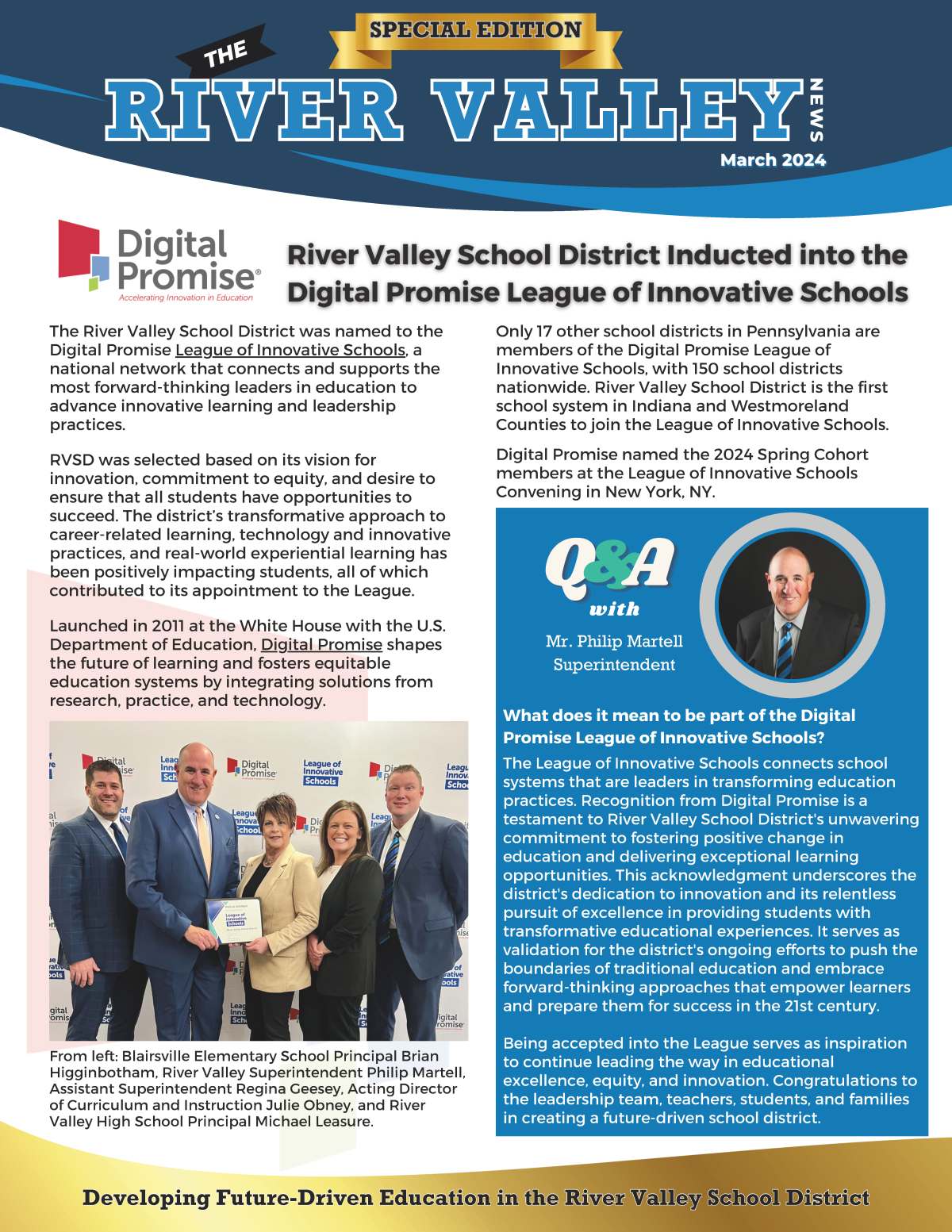 River Valley School District Inducted into the Digital Promise League ...