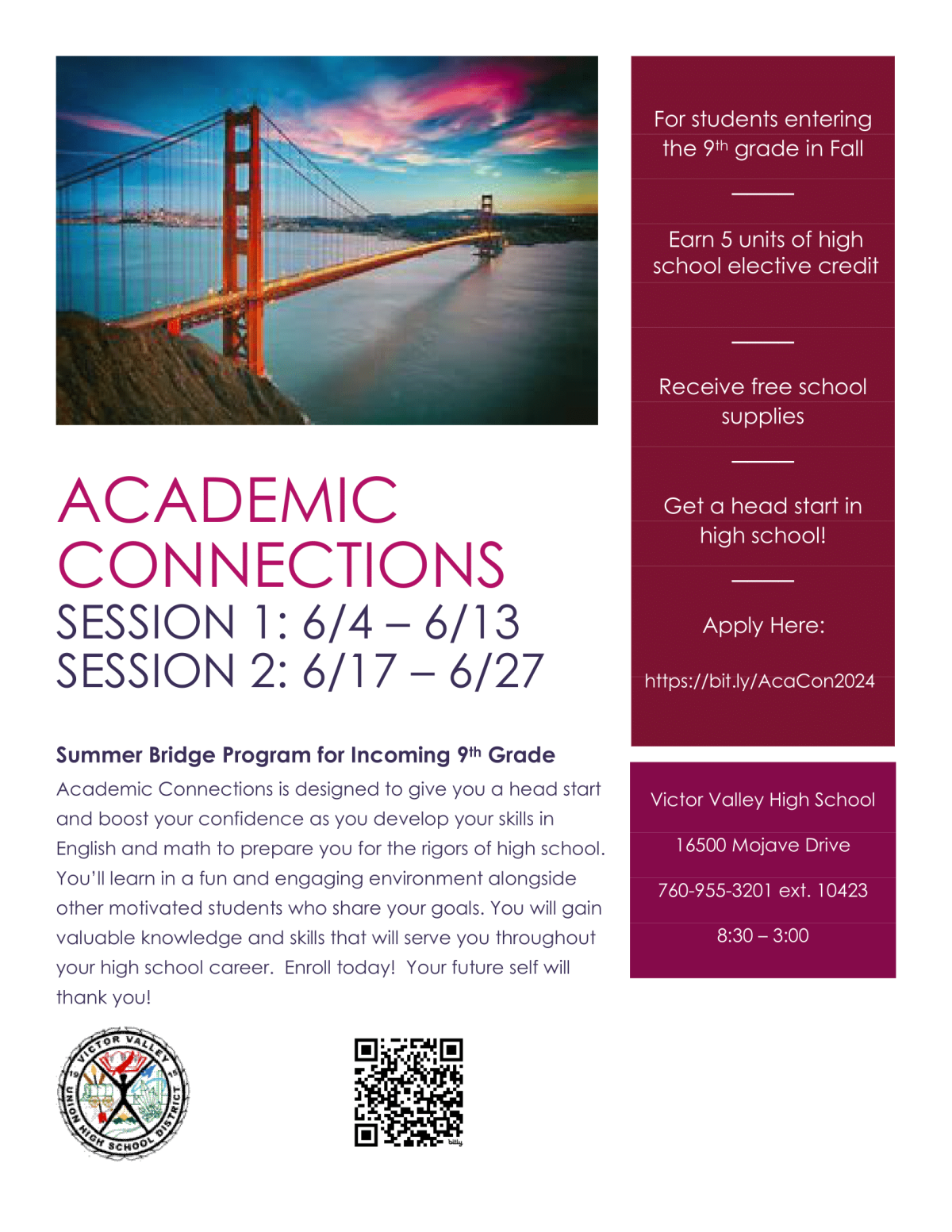 Academic Connections - Summer Bridge Program for Incoming 9th Graders ...