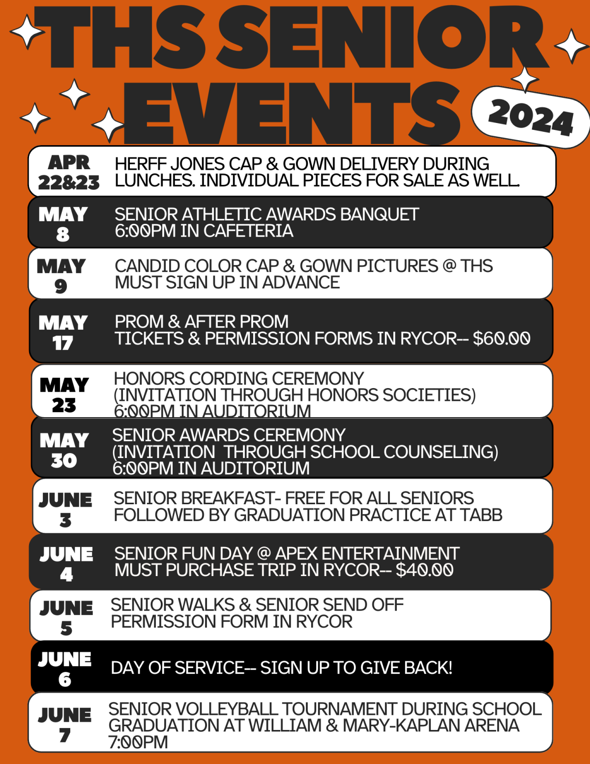 THS Senior Events Calendar | Post Details