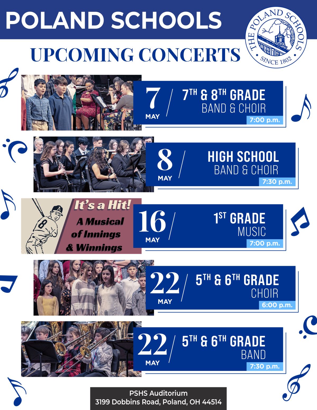 Upcoming Spring Concerts - Poland Local Schools | News Post