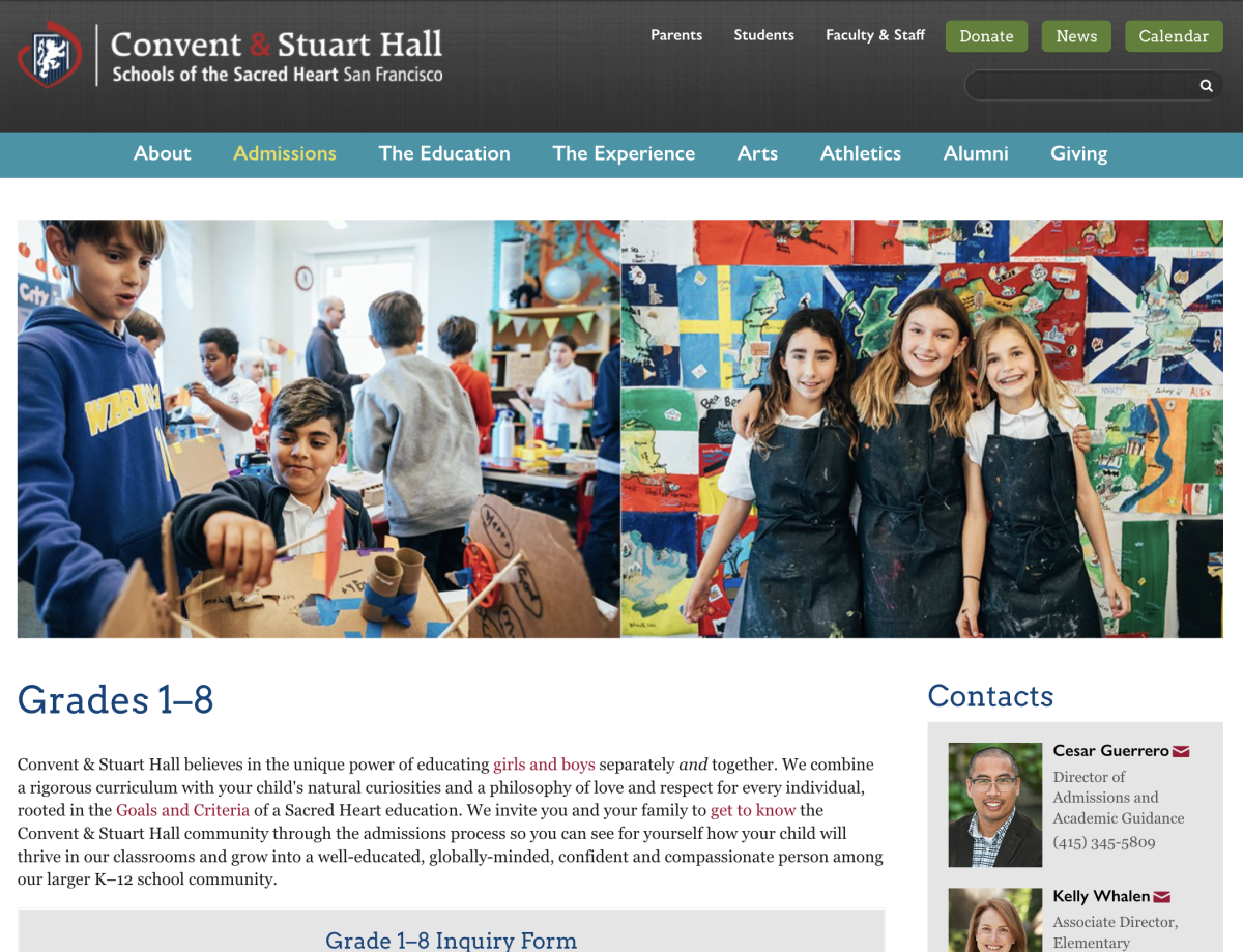 Grades 1–8 | Convent & Stuart Hall