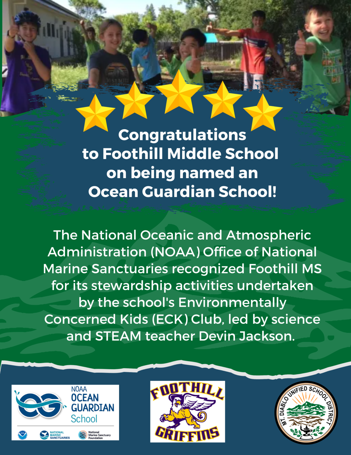 Foothill MS is a named an "Ocean Guardian School" for its composting ...