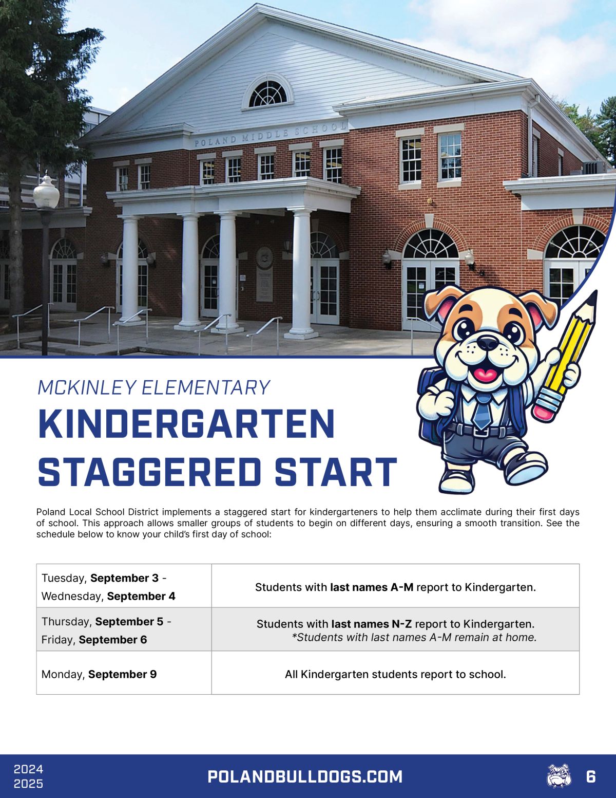 Kindergarten Staggered Start Information | News Post