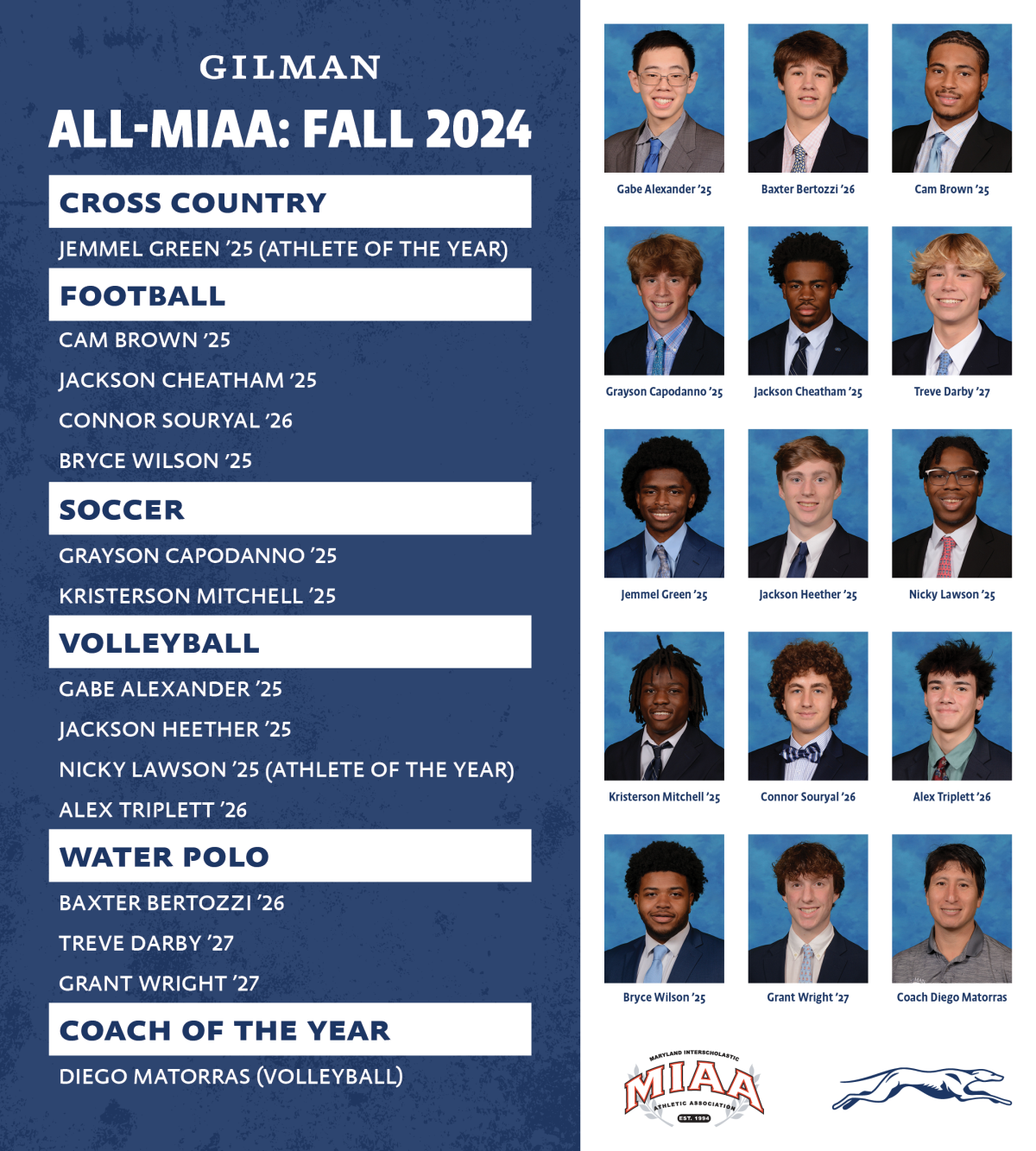 14 Gilman Students, One Coach Receive Fall 2024 All-MIAA Honors | News ...