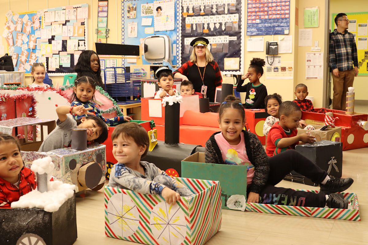 Pre-K students watch "The Polar Express" in handmade train carts | News ...