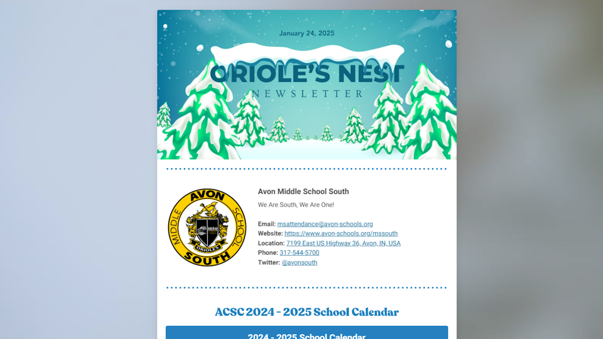 Oriole's Nest Newsletter 1/24/2025 | AMS South News & Updates