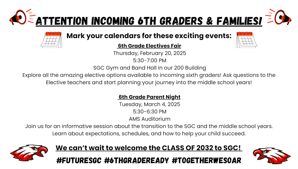 Important Dates for 25/26 SGC Students! | Details