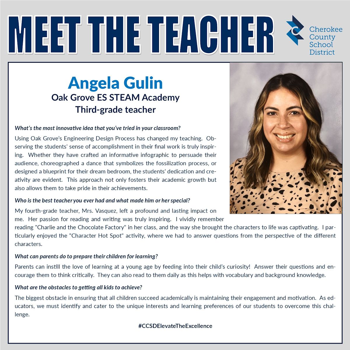 Meet the CCSD Teacher: Angela Gulin of Oak Grove ES STEAM Academy ...