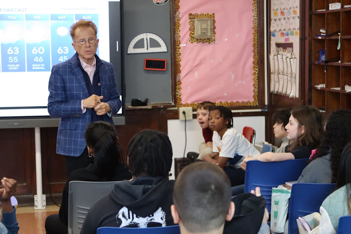 John Elliott, CBS meteorologist, visits classrooms at Pennington School ...