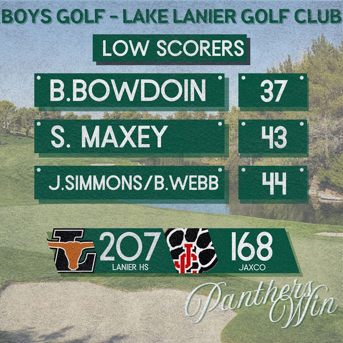 Golf Sweeps Lanier To Open Season | jcathletics posts