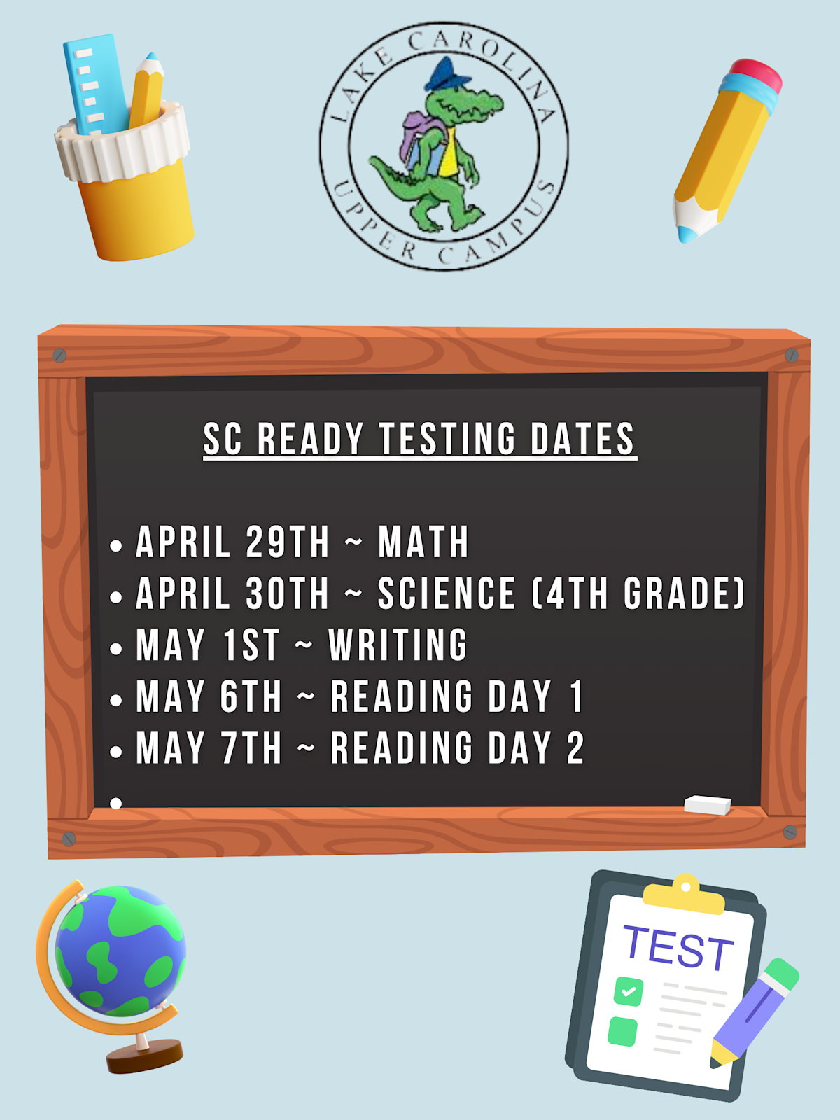 Save the Date ~ State Testing 2025 | Details