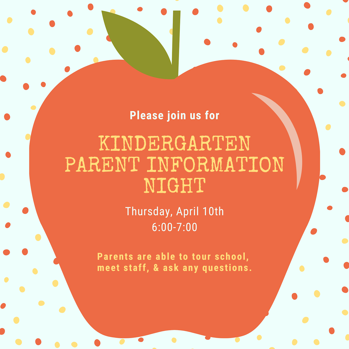 Kindergarten Parent Information Night for School Year 2025-26 on April ...