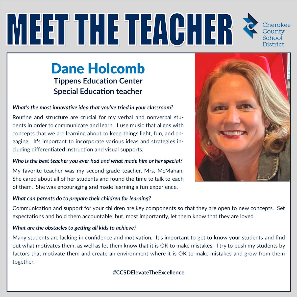Meet the CCSD Teacher: Dane Holcomb of Tippens EC! | Post Detail