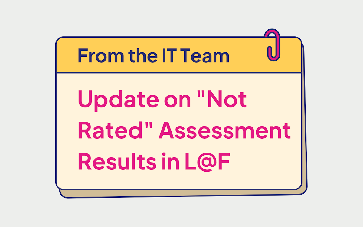 Update on "Not Rated" Assessment Results in L@F | Post