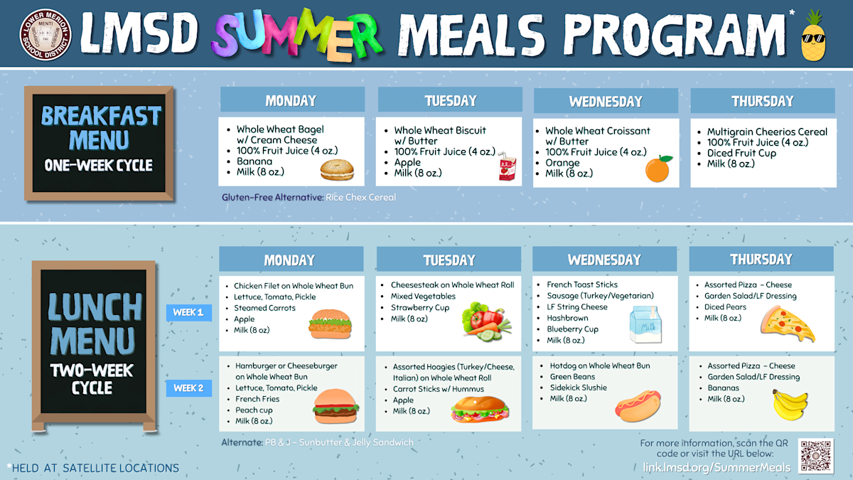 LMSD 'Free Summer Meals Program' Breakfast & Lunch Menus | Article