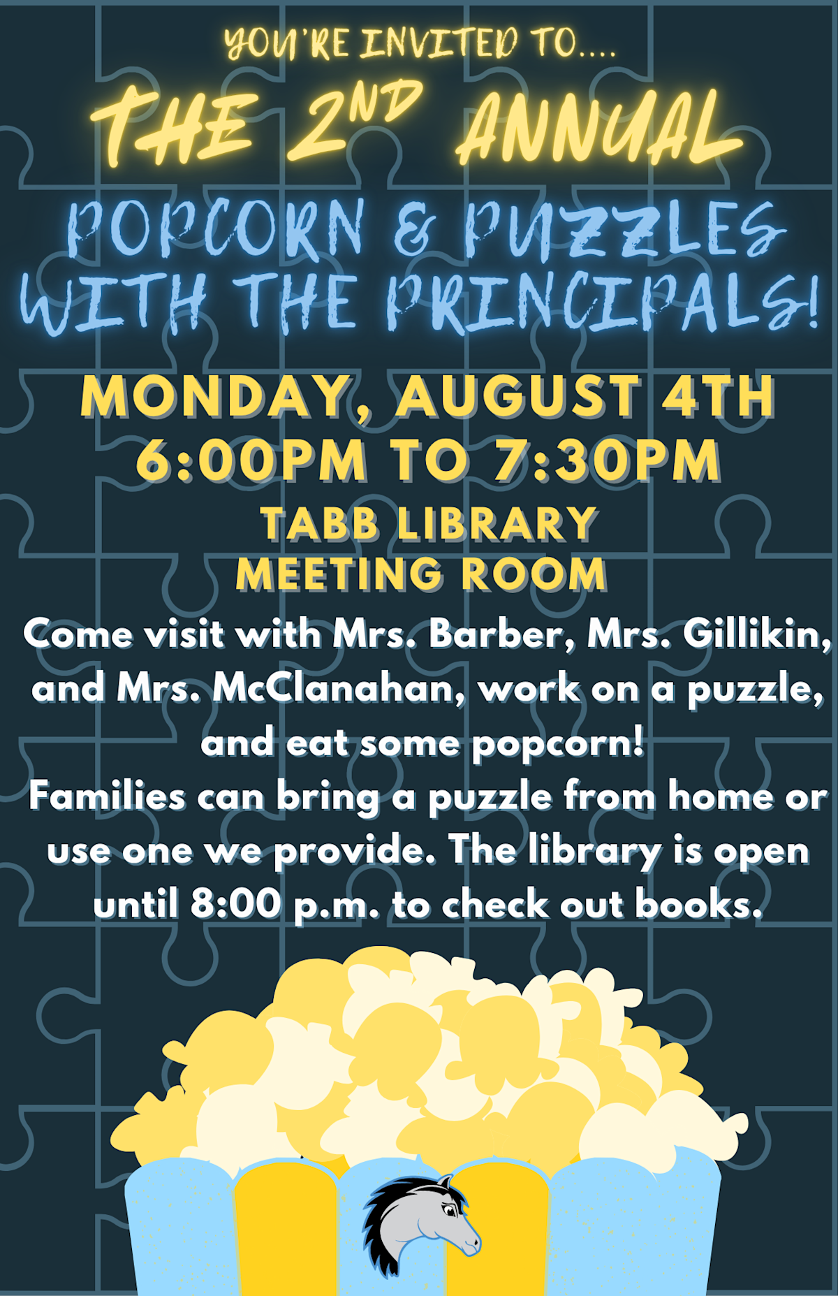 Popcorn & Puzzles with the Principals! | Post Details
