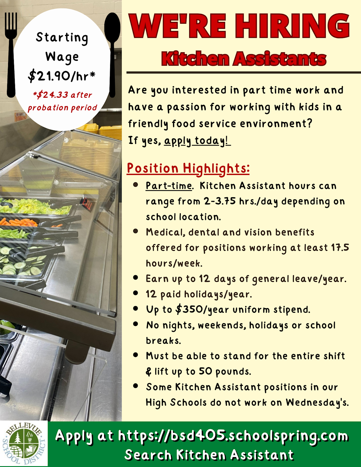 We're Hiring Kitchen Assistants! | News Details