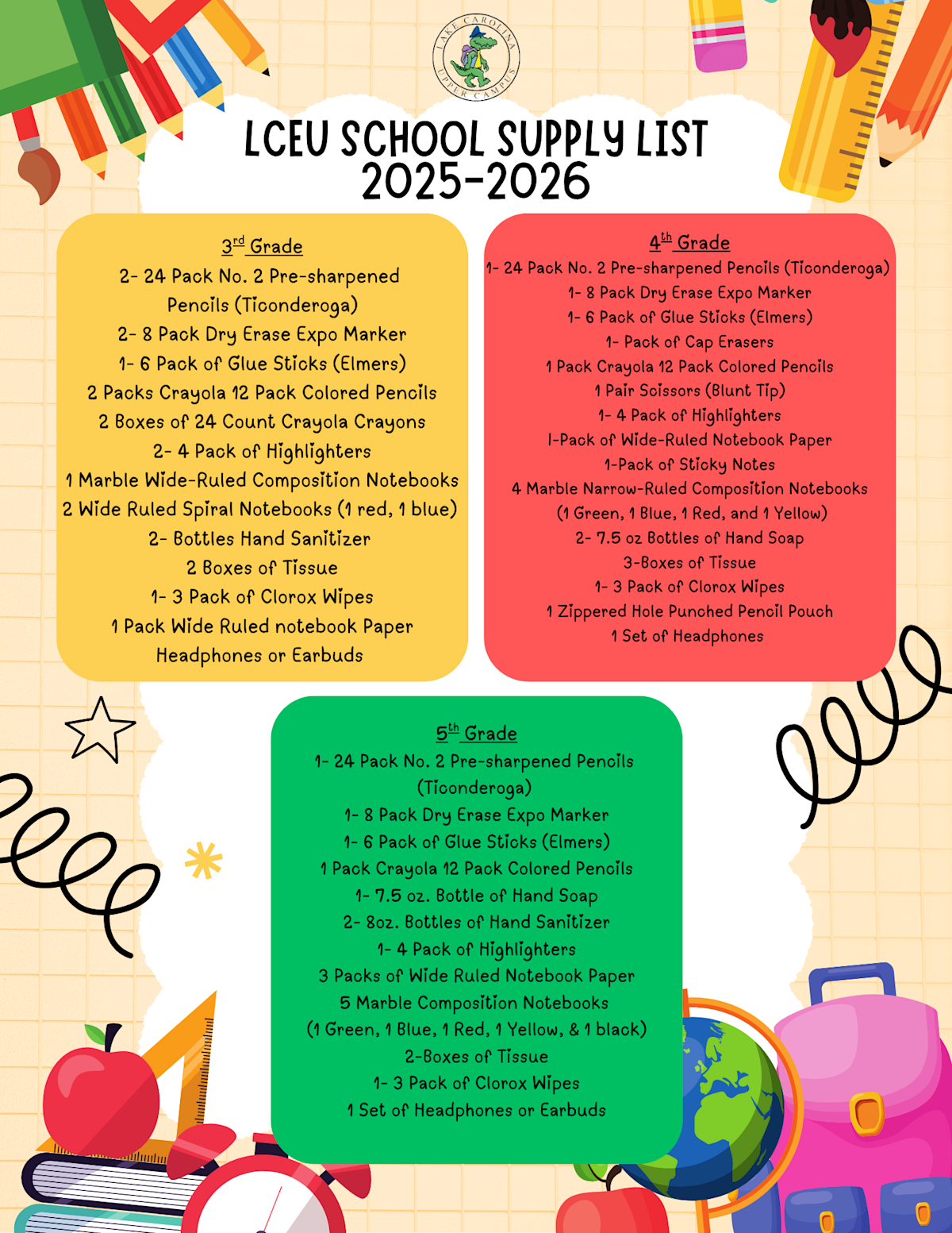 2025-2026 School Supply List | Details