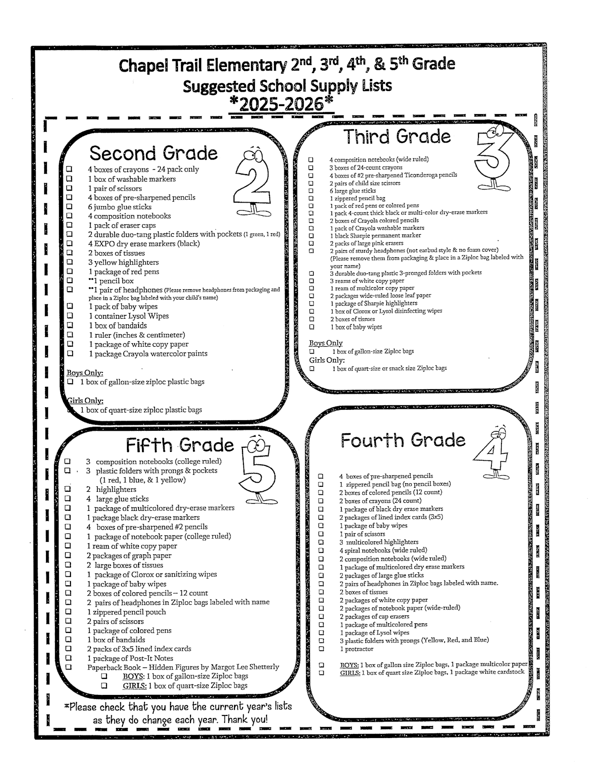 2025-2026 School Supplies Grades 2-5 | Posts Details/Default Board Post ...