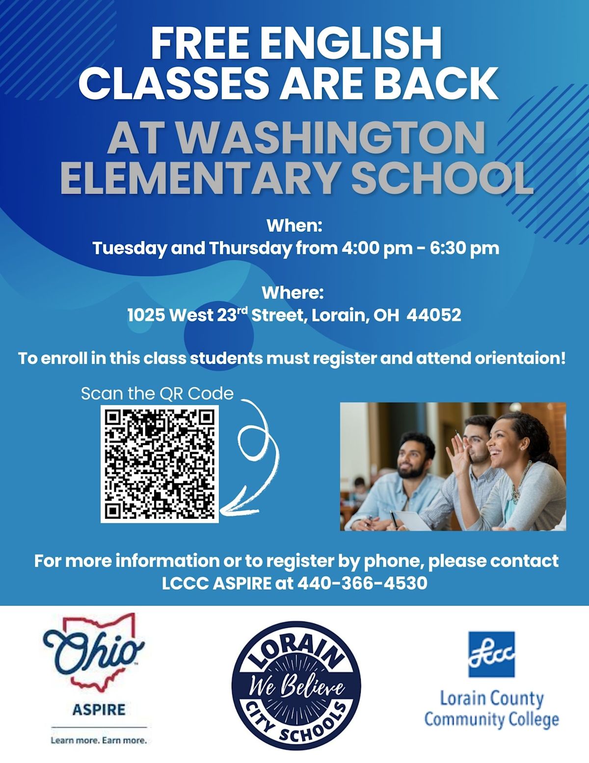 Free English Classes Return to Washington Elementary School | Details