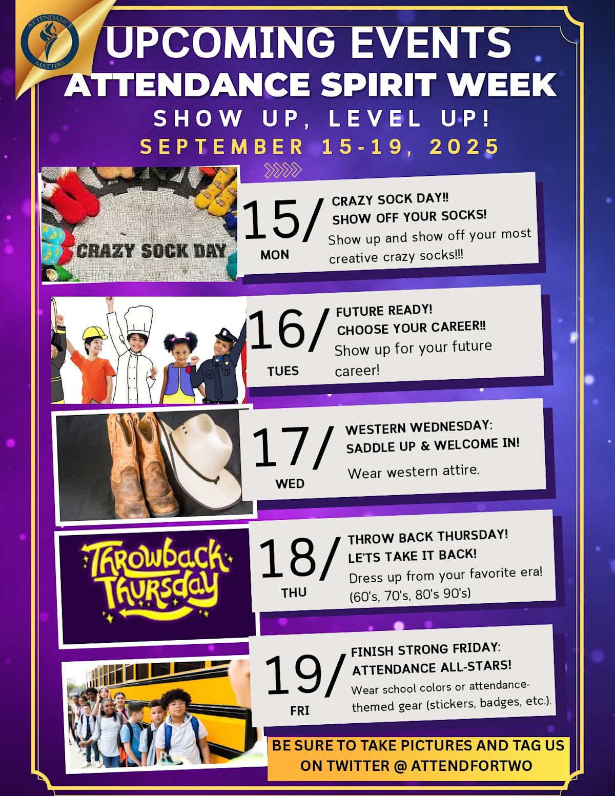 Attendance Spirit Week, September 15–19, 2025 | Details
