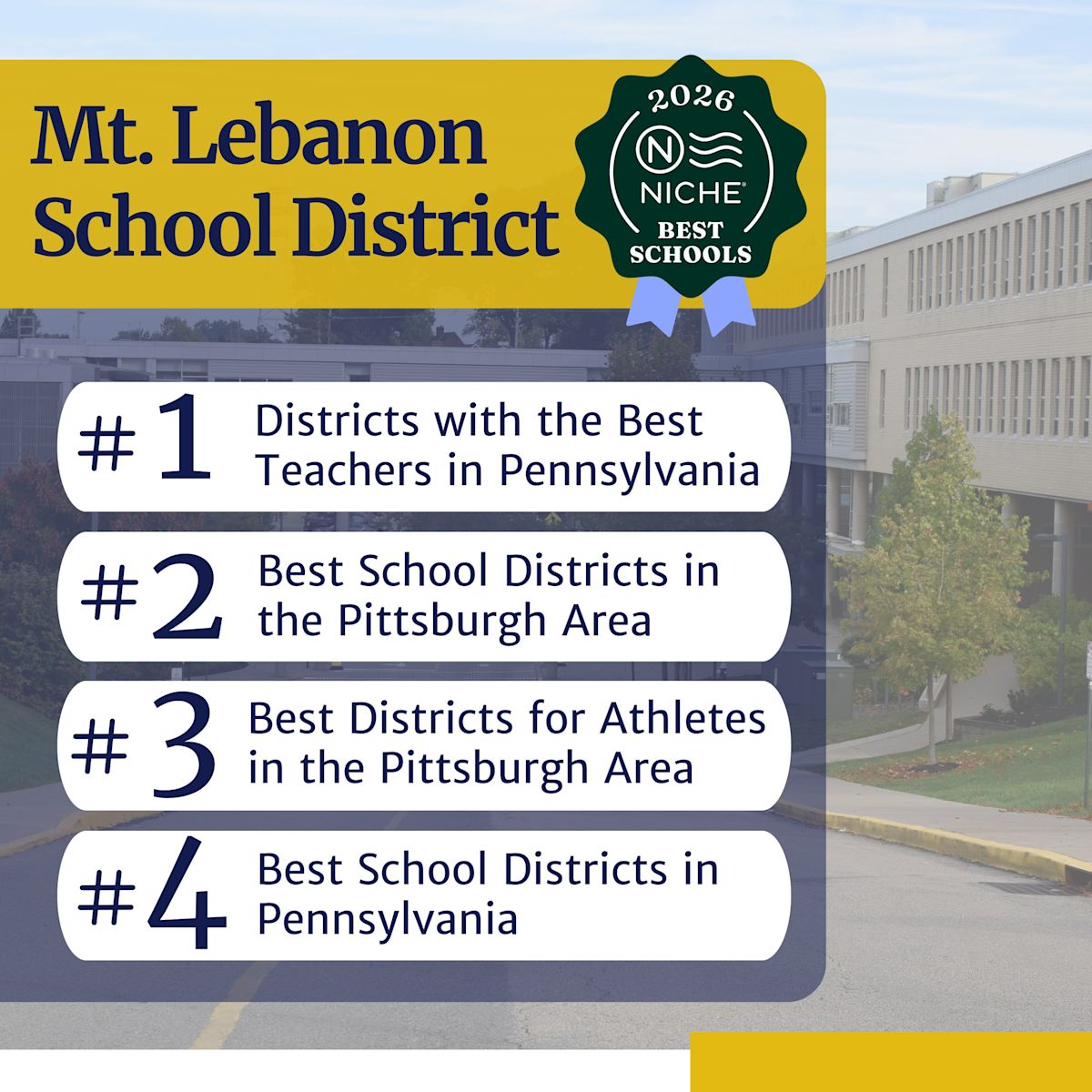 Mt. Lebanon Ranked #2 Best School District in Pittsburgh Area, #1 ...