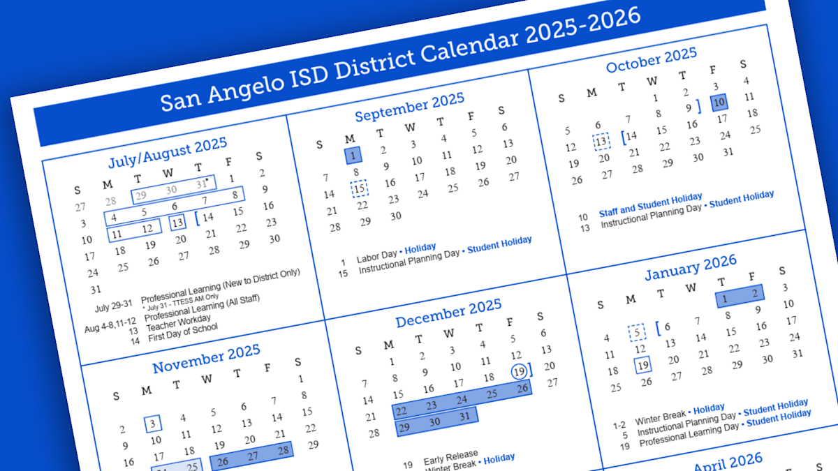 District Calendar - San Angelo Independent School District
