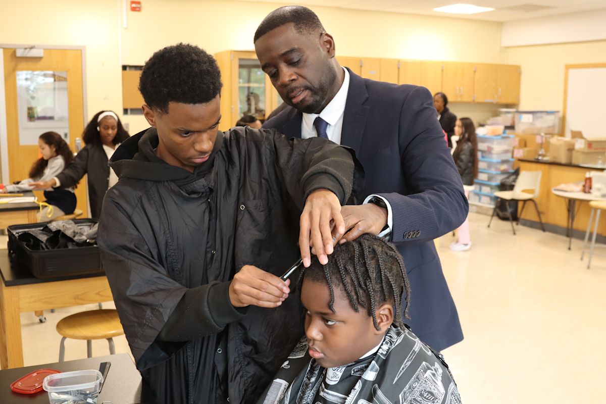 Barbering and Cosmetology students cut hair at Edward Williams School ...