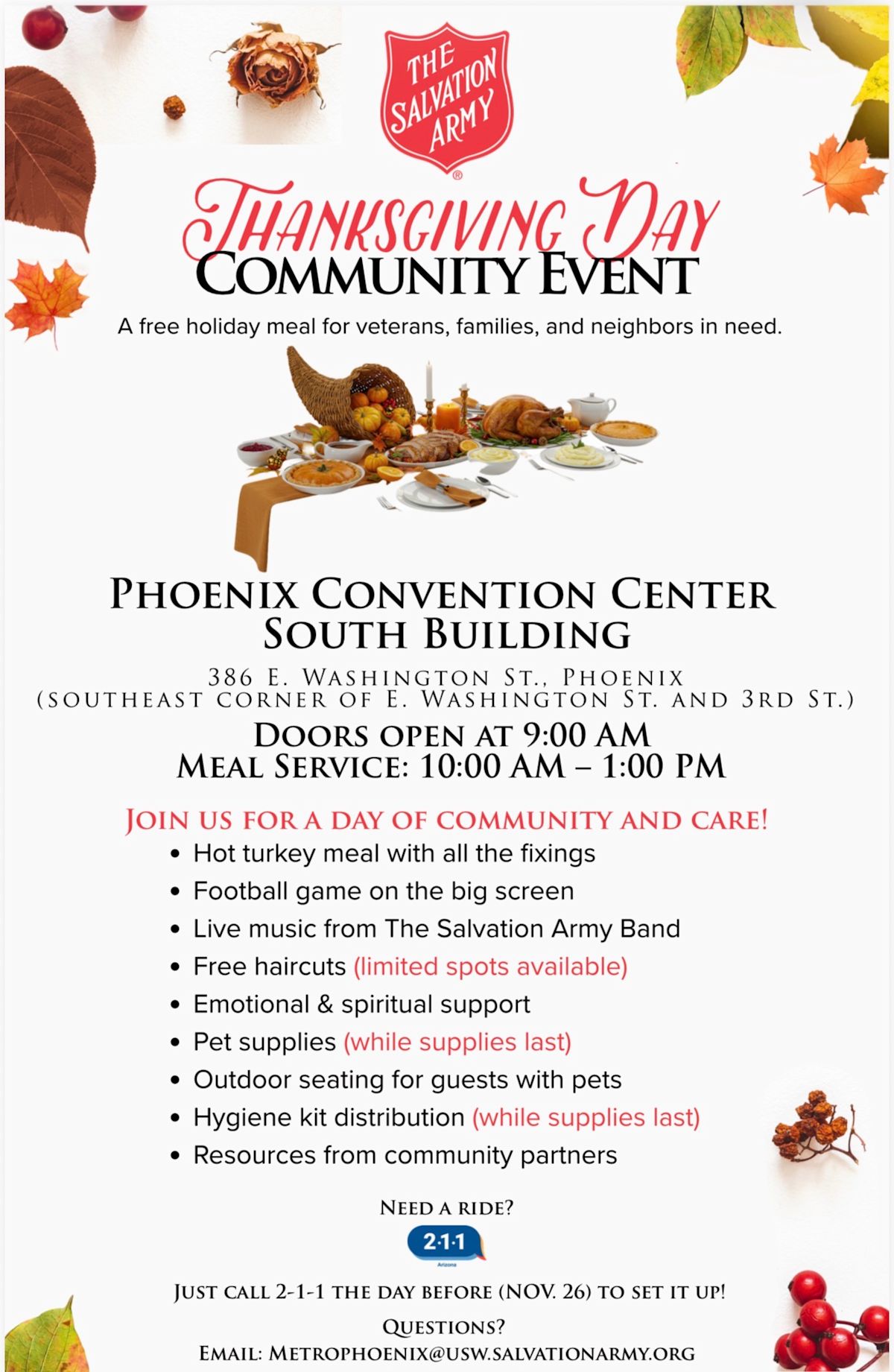 Thanksgiving Day Salvation Army | Announcements details