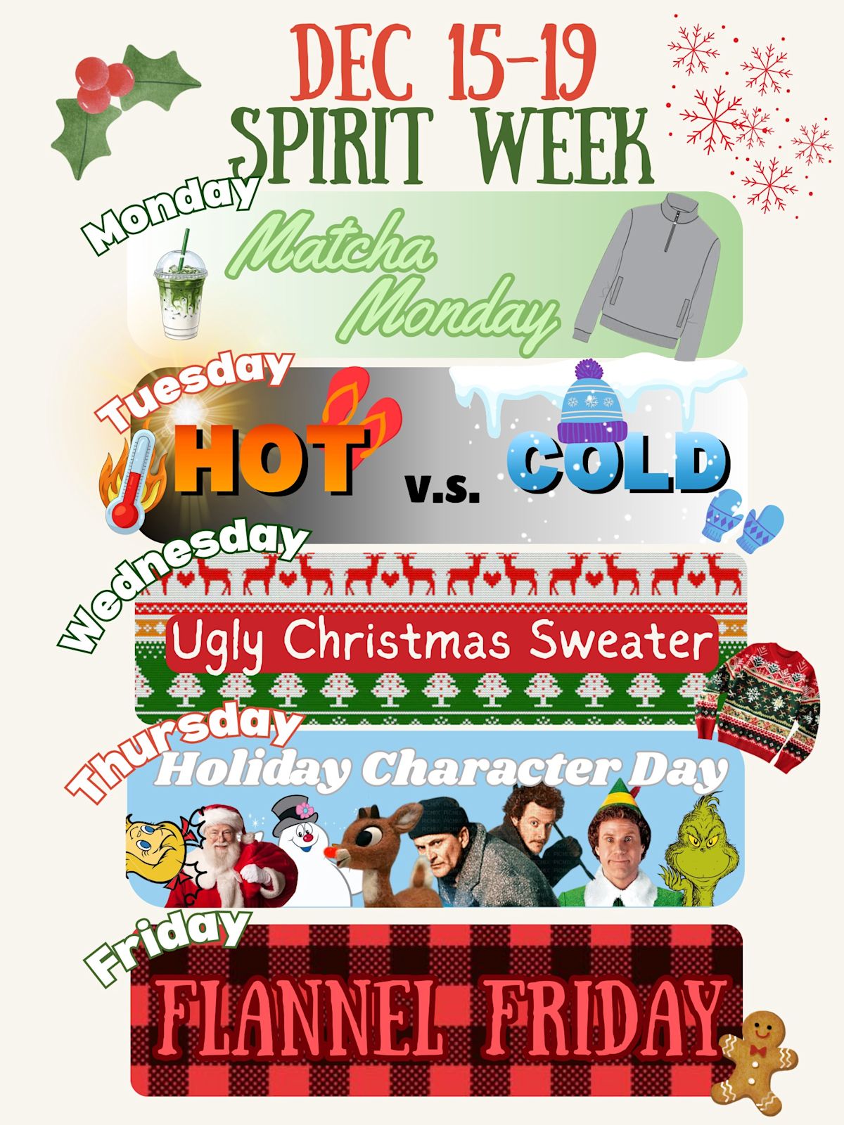 Get Festive for WHS Holiday Spirit Week! Monday, December 15th, through ...