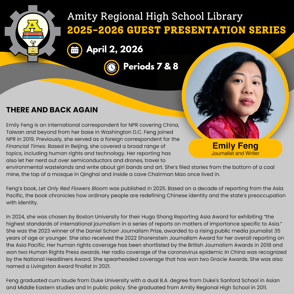 ARHS Library Guest Speaker: Emily Feng - Postponed | Post Details ...