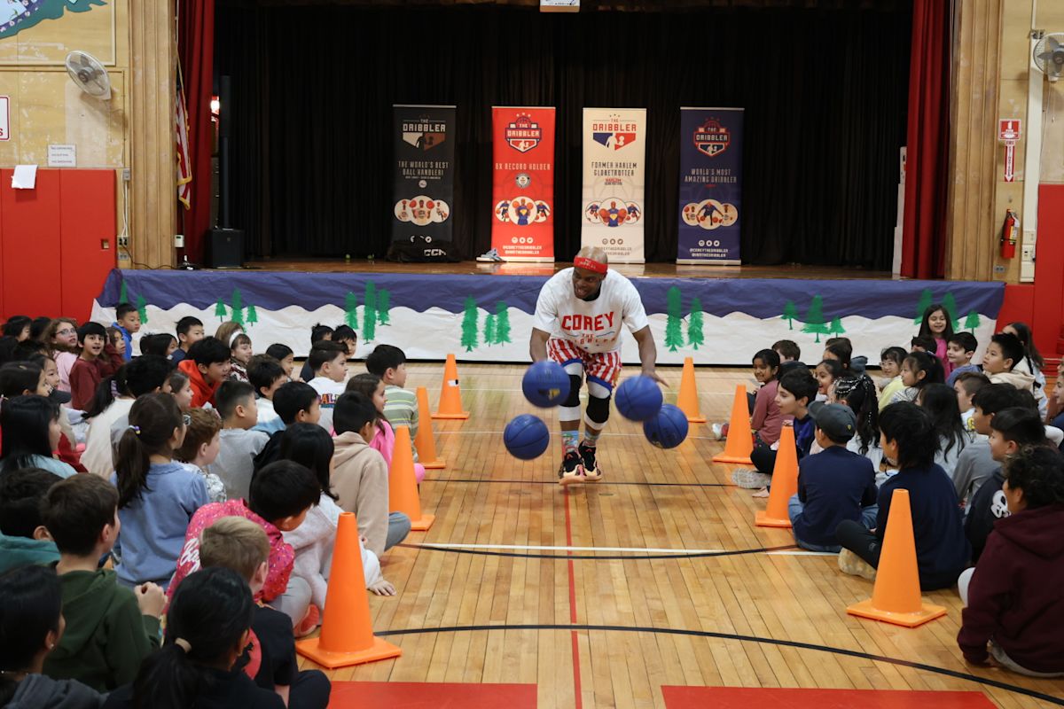 Village School Doubles Down with Corey the Dribbler | District News Details